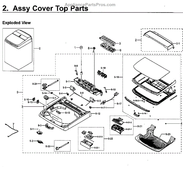 Parts for Samsung WA52M8650AV/A4-00: Cover Top Parts ...