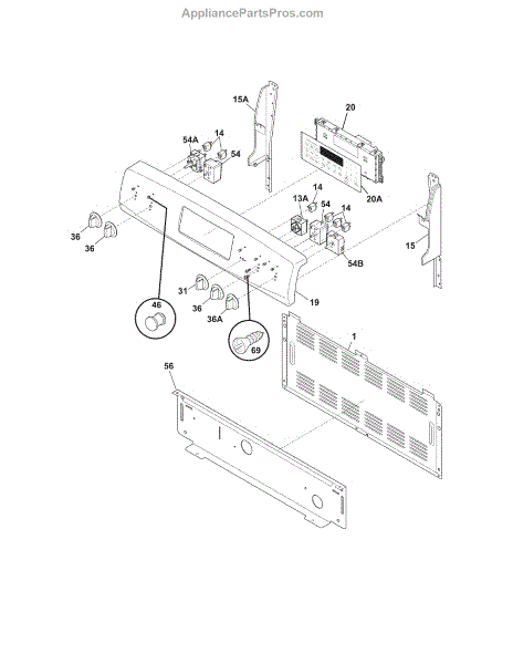 Parts for Kenmore 790.92802014 (79092802014, 790 92802014): Backguard ...