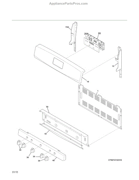 Parts for Kenmore 790.74233311 (79074233311, 790 74233311): Backguard ...