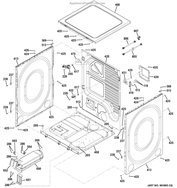 Parts for GE GFDR270EH0WW: Cabinet & Top Panel Parts ...