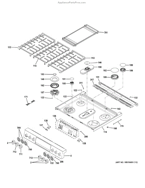 Parts for GE PGS960SEL2SS: Control Panel & Cooktop Parts ...