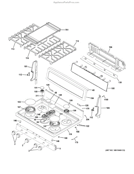 Parts for GE PGB960SEJ4SS: Control Panel & Cooktop Parts ...