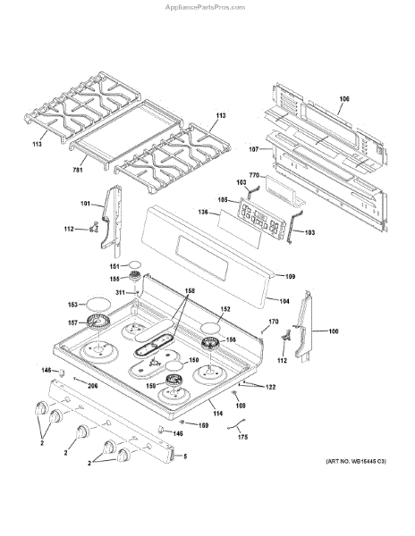 Parts for GE JGB700SEJ2SS: Control Panel & Cooktop Parts ...