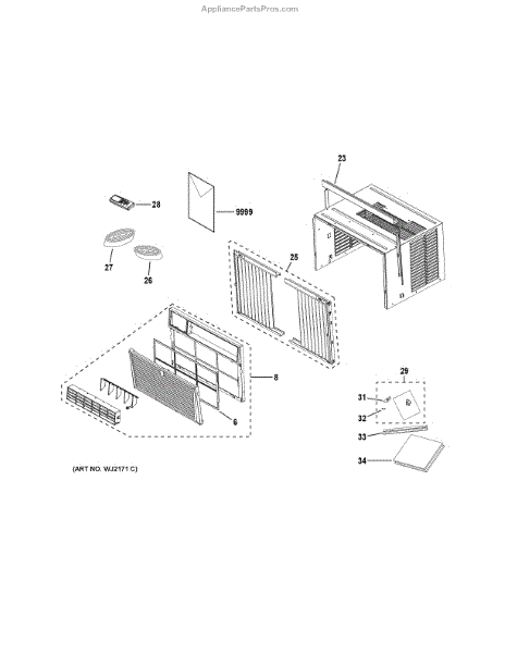 Parts for GE AEW08LYL1: Room Air Conditioner Parts - AppliancePartsPros.com