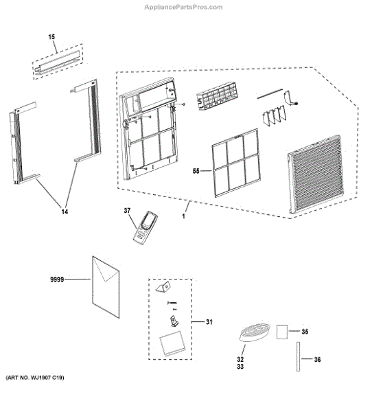 Parts for GE AHC14AYL1: Room Air Conditioner Parts - AppliancePartsPros.com