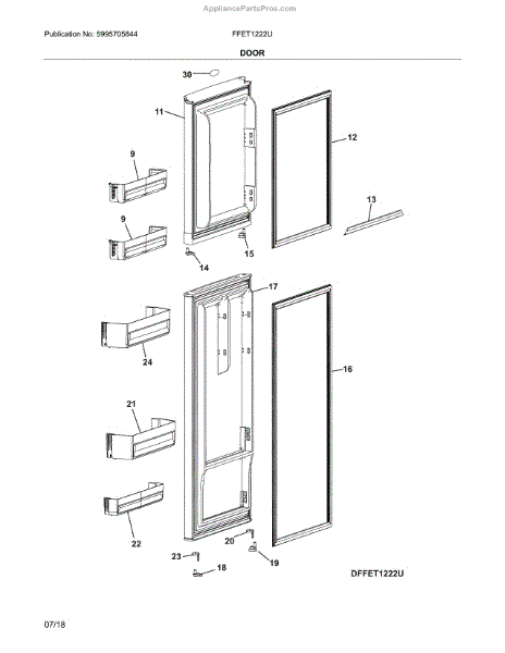 Parts for Frigidaire FFET1222UW: Doors Parts - AppliancePartsPros.com