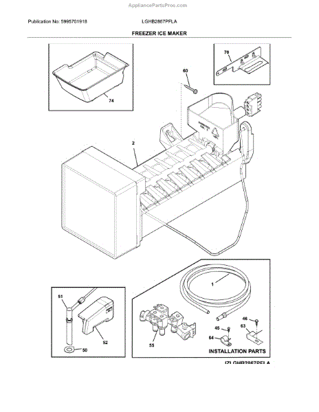 Parts for Frigidaire LGHB2867PFLA: Freezer Ice Maker Parts ...