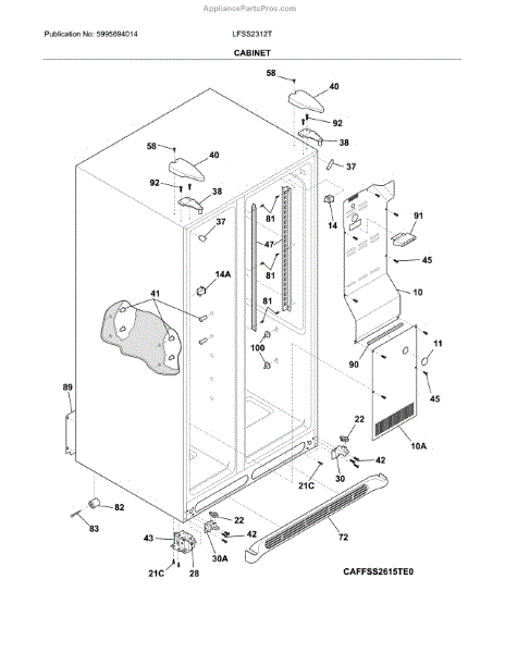 Parts for Frigidaire LFSS2312TF0: Cabinet Parts - AppliancePartsPros.com
