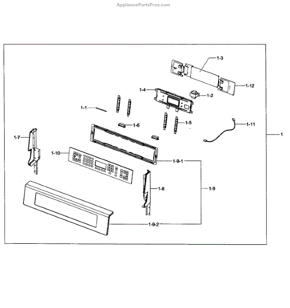 Parts for Samsung NE595N0PBSR/AA-0001: Electric Range Control Panel ...