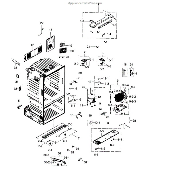 Parts for Samsung RF261BEAESR/AA-0001: Cabinet Parts ...