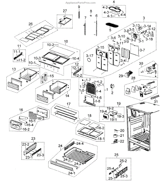 Parts for Samsung RFG298AARS/XAA: Refrigerator Parts ...