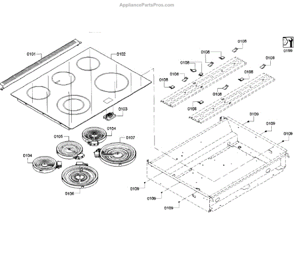 Parts for Bosch HEI8054U/03: Cooktop Parts - AppliancePartsPros.com