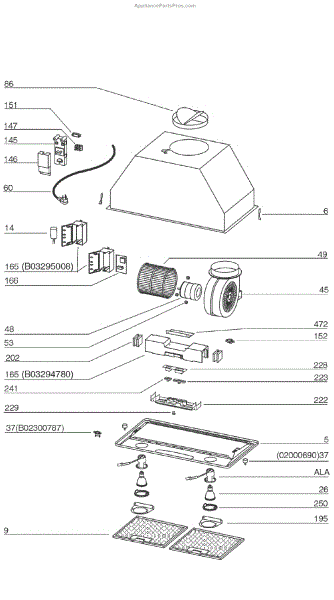 Parts for Broan RMP17004: Range Hood Parts - AppliancePartsPros.com