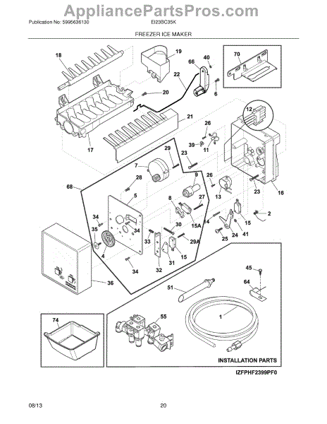 Parts for Electrolux EI23BC35KB7: Freezer Ice Maker Parts ...