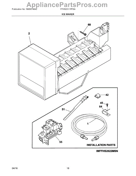 Parts for Frigidaire FFHS2311PFBA: Ice Maker Parts - AppliancePartsPros.com