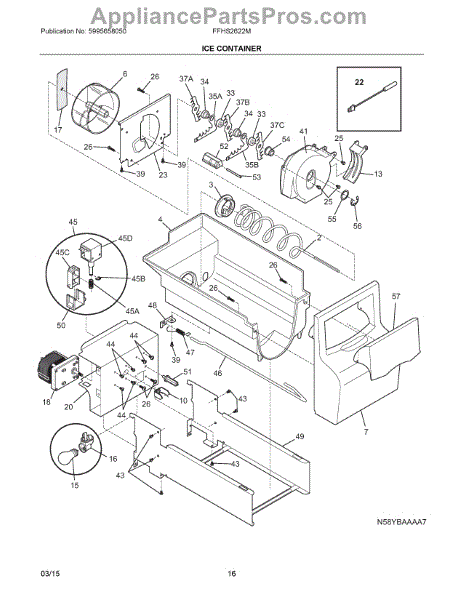 Parts for Frigidaire FFHS2622MSYA: Ice Container Parts ...