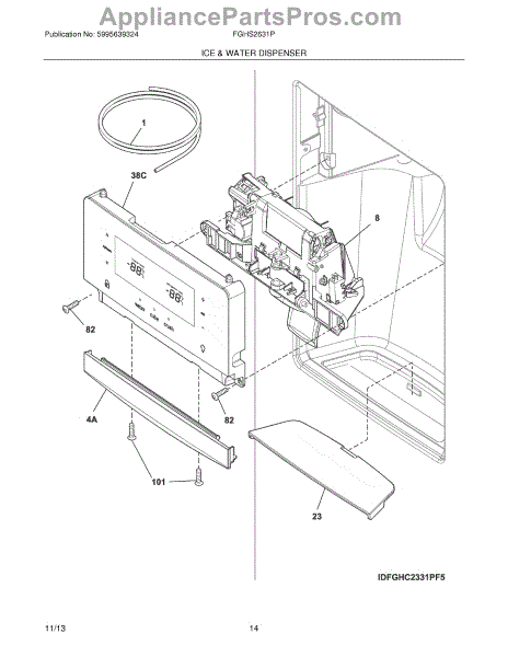 Parts for Frigidaire FGHS2631PF3: Ice & Water Dispenser Parts ...