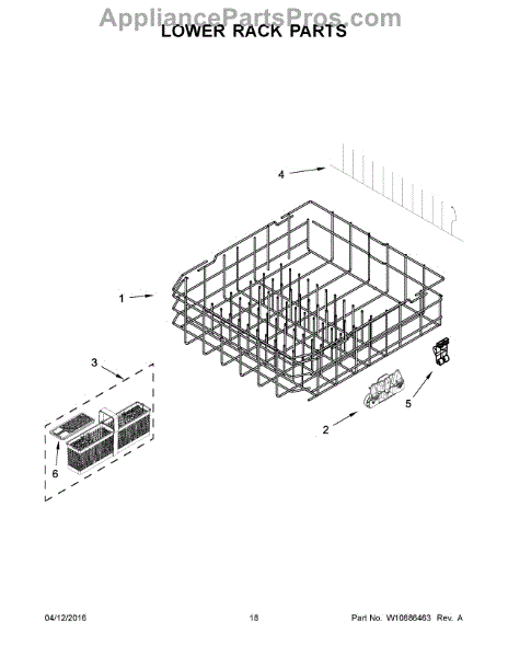 Parts for KitchenAid KDFE104DSS3: Lower Rack Parts - AppliancePartsPros.com