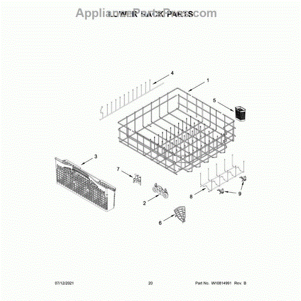 Parts for KitchenAid KDTM354DSS4: Lower Rack Parts - AppliancePartsPros.com