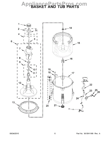 Parts for Roper RTW4516FW1: Basket and Tub Parts - AppliancePartsPros.com