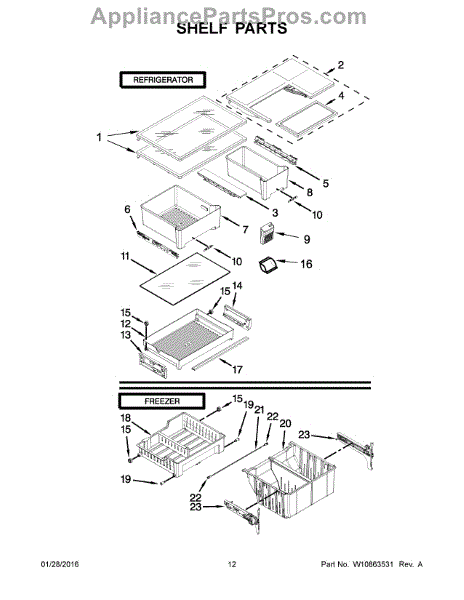 Parts for Whirlpool WRF560SEYM05: Shelf Parts - AppliancePartsPros.com