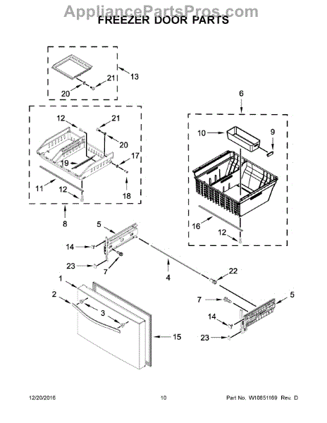 Parts for Whirlpool WRF992FIFM00: Freezer Door Parts ...