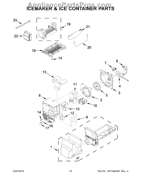 Parts for Whirlpool WRX735SDHZ00: Icemaker and Ice Container Parts ...
