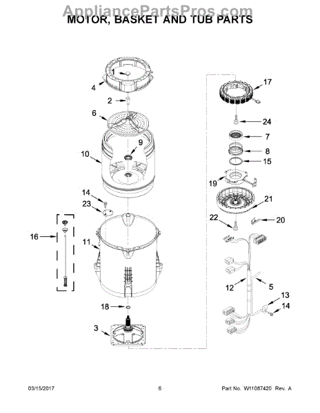 Parts for Whirlpool WTW8000DW3: Motor, Basket and Tub Parts ...