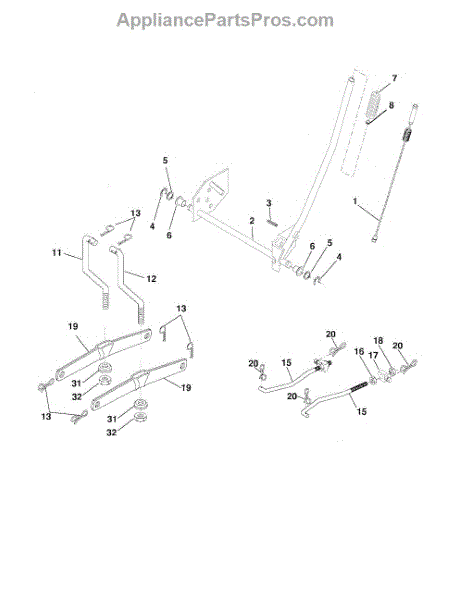 Parts for Weedeater HD13538: Mower Lift Parts - AppliancePartsPros.com