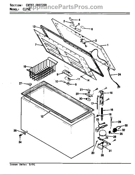 Parts for Magic Chef C17HE/V5ZU3: Chest Freezer Parts ...