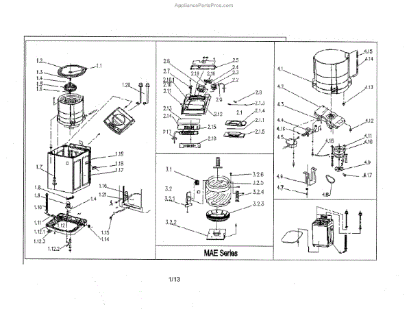 Parts for Magic Chef MCSTCW16W2: Washer Parts - AppliancePartsPros.com