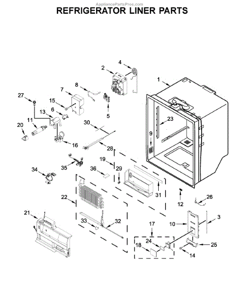 Parts for Jenn-Air JFFCC72EFP02: Refrigerator Liner Parts ...