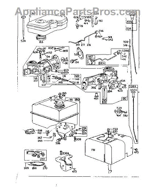 Parts for Briggs & Stratton 100202 TO 100299 (0010 - 0070): Carburetor ...