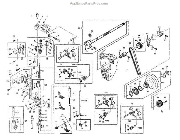 Parts for Singer 776 APOLLO HOOK: Arm Shaft and Head End Parts ...