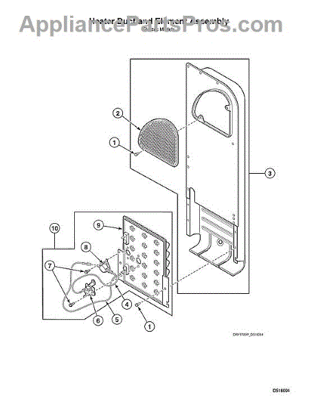 Parts for Speed Queen ADE4BRGS175TW01 START S#2001000001: Heater Duct ...