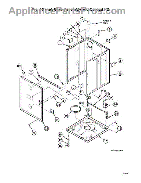Parts for Speed Queen AWN632SP116TW02: Front Panel / Base Assy ...