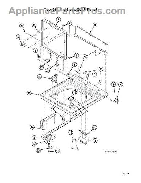 Parts for Speed Queen AWN63RSN116TW01: Top / Lid / Hood Back Panel ...