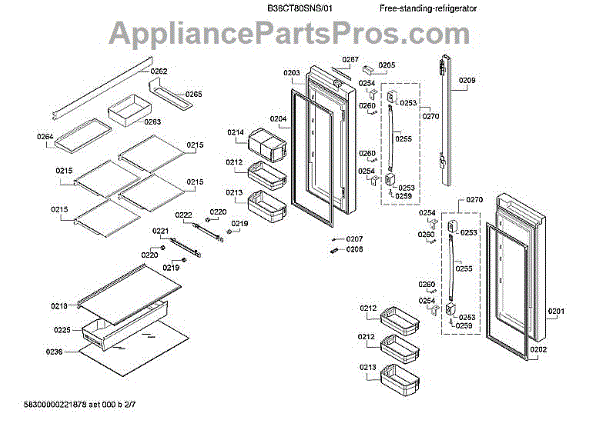 Parts for Bosch B36CT80SNS/01: Refrigerator Doors & Shelves Parts ...