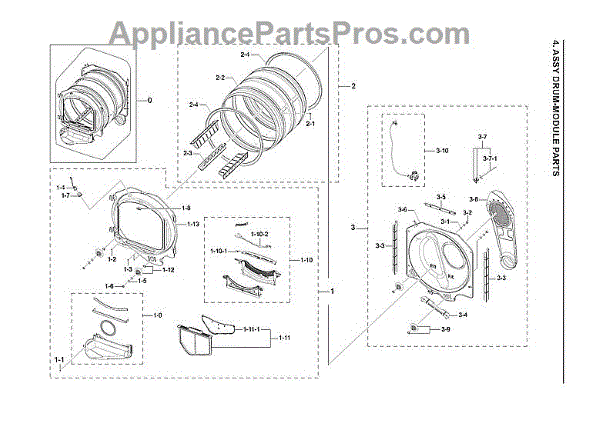 Parts for Samsung DVE52A5500V/A3-00: Drum-Module Assy Parts ...