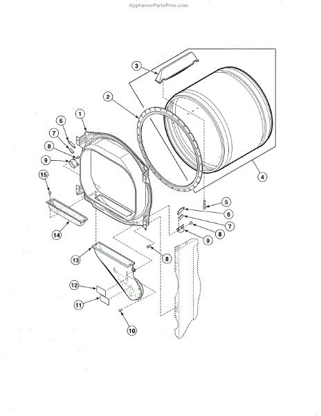 Parts for Speed Queen EE2107WT: Front Bulkhead / Air Duct / Felt Seal ...