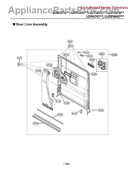 Parts for LG LDF5545SS/00: Door Liner Assy Parts - AppliancePartsPros.com