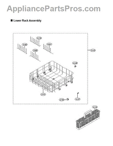 Parts for LG LDFN4542W/00: Lower Rack Assy Parts - AppliancePartsPros.com