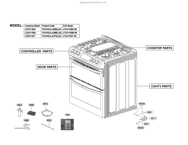 Parts for LG LTG4715ST/00: Exploded View Parts - AppliancePartsPros.com