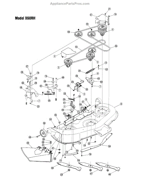 Parts for Toro LX420: Deck-Model X60RH Parts - AppliancePartsPros.com