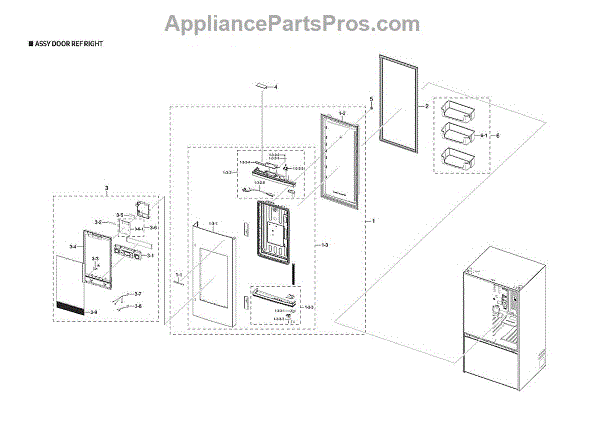 Parts for Samsung RF27T5501SR/AA-52: Right Refrigerator Door Assy Parts ...