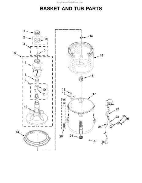 Parts for Roper RTW4516FW2: Basket and Tub Parts - AppliancePartsPros.com