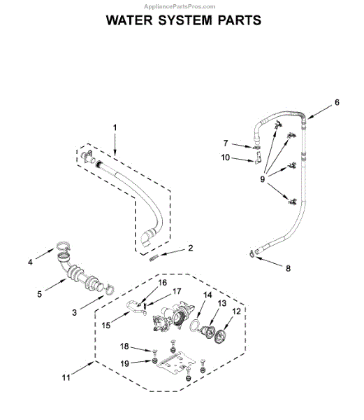 Parts for Whirlpool WFW560CHW0: Water System Parts - AppliancePartsPros.com