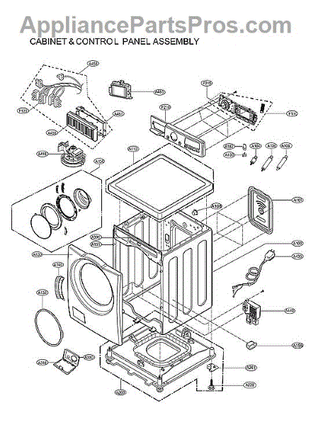 Parts for LG WM3600HVA/00: Cabinet & Control Panel Assy Parts ...