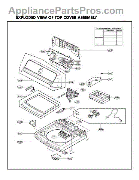 Parts for LG WT7300CV/01: Top Cover Assy Parts - AppliancePartsPros.com