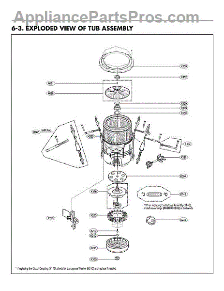 Parts for LG WT7300CW/01: Tub Assembly Parts - AppliancePartsPros.com